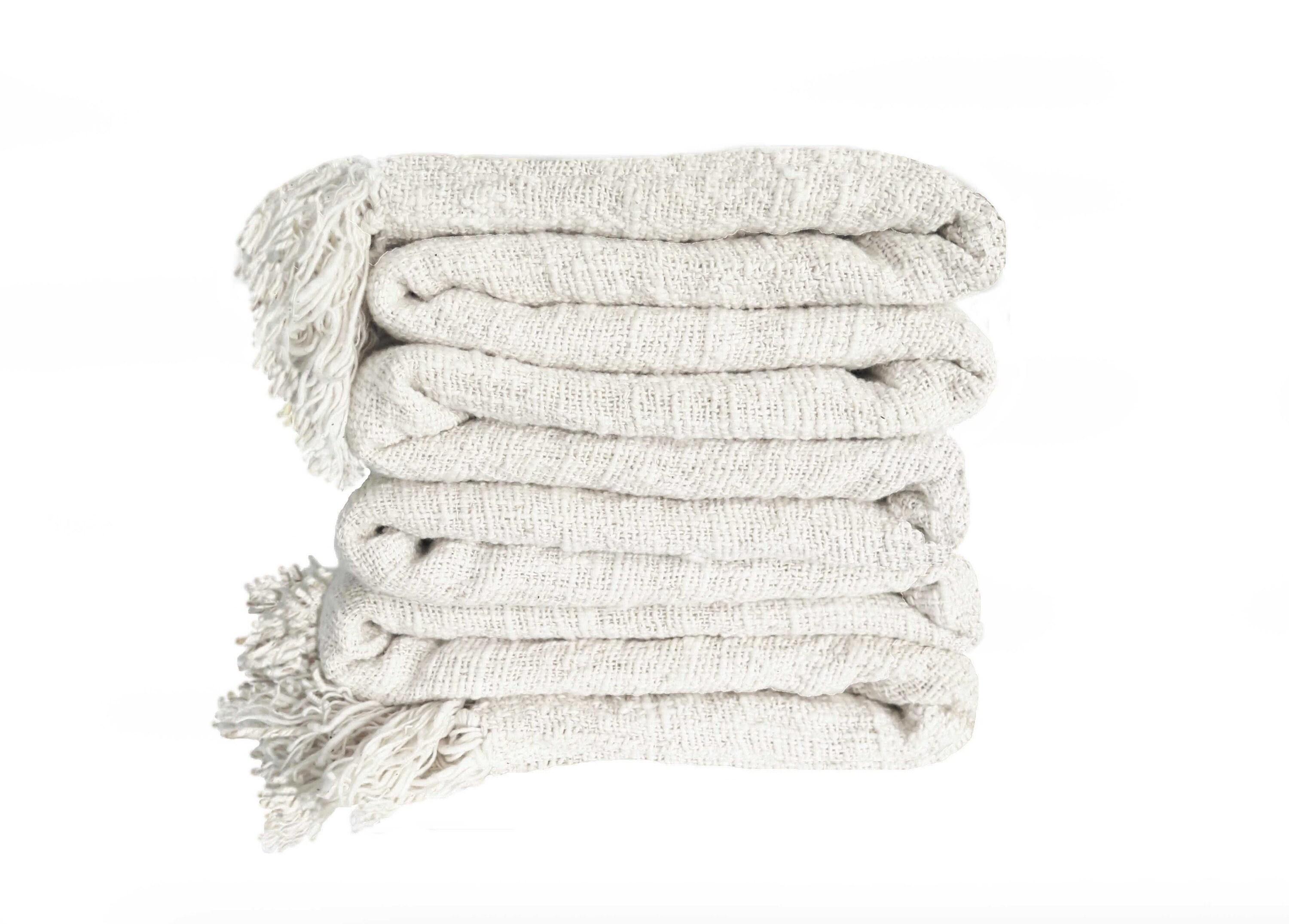 King Throw Blanket in Ivory Handwoven Raw Organic Cotton - Etsy