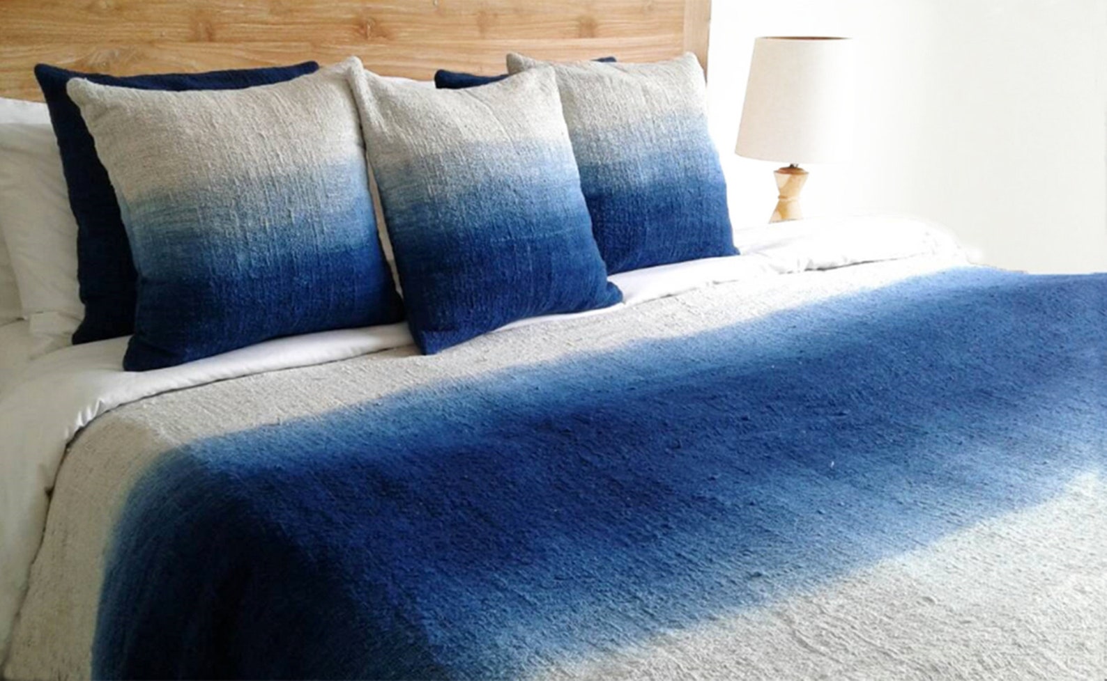 Handwoven Indigo Ombre Raw Cotton Throw Blanket With Fringes - Etsy