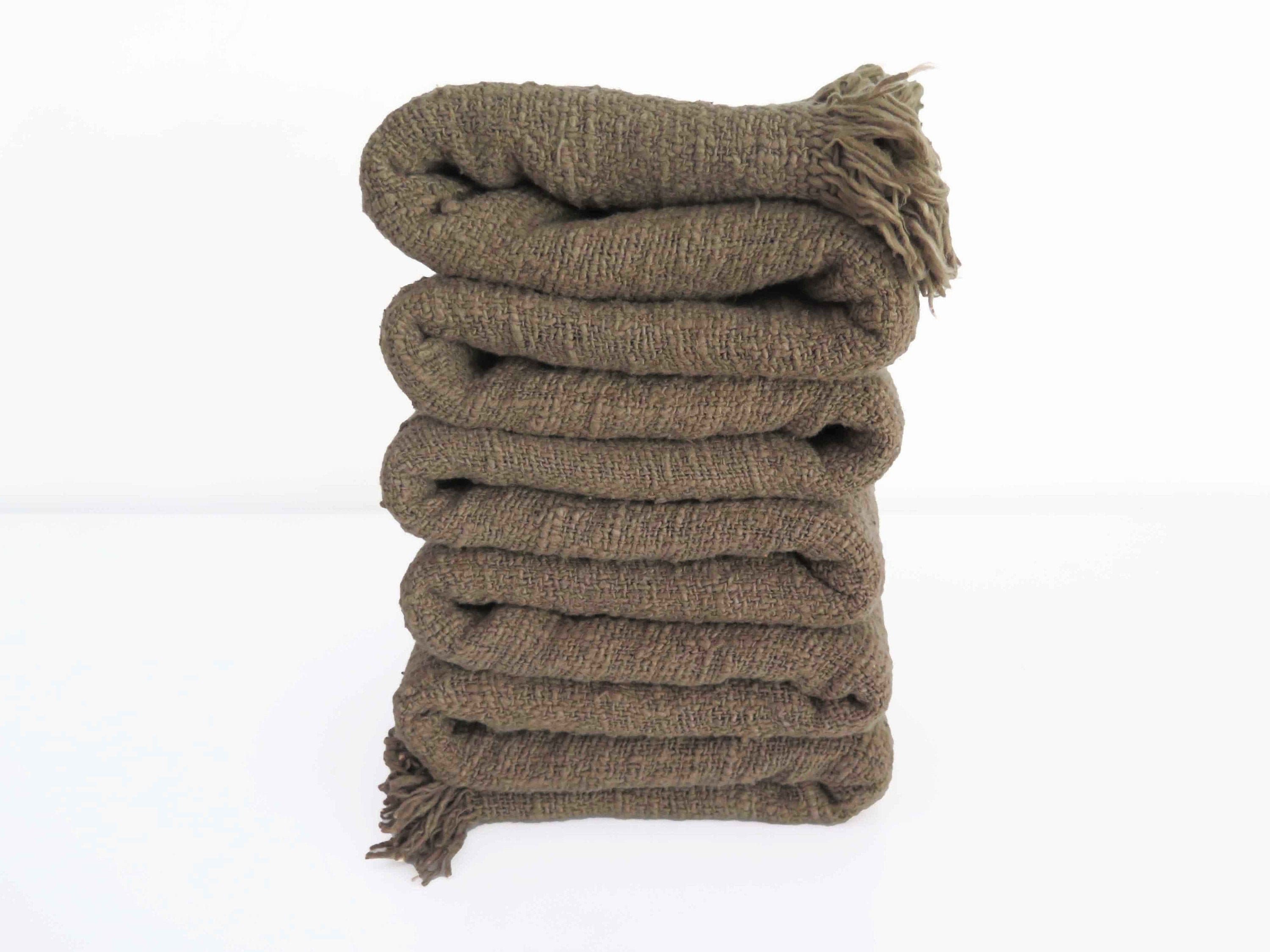 Handloomed Light Brown Textured Raw Cotton Fringe Throw - Etsy