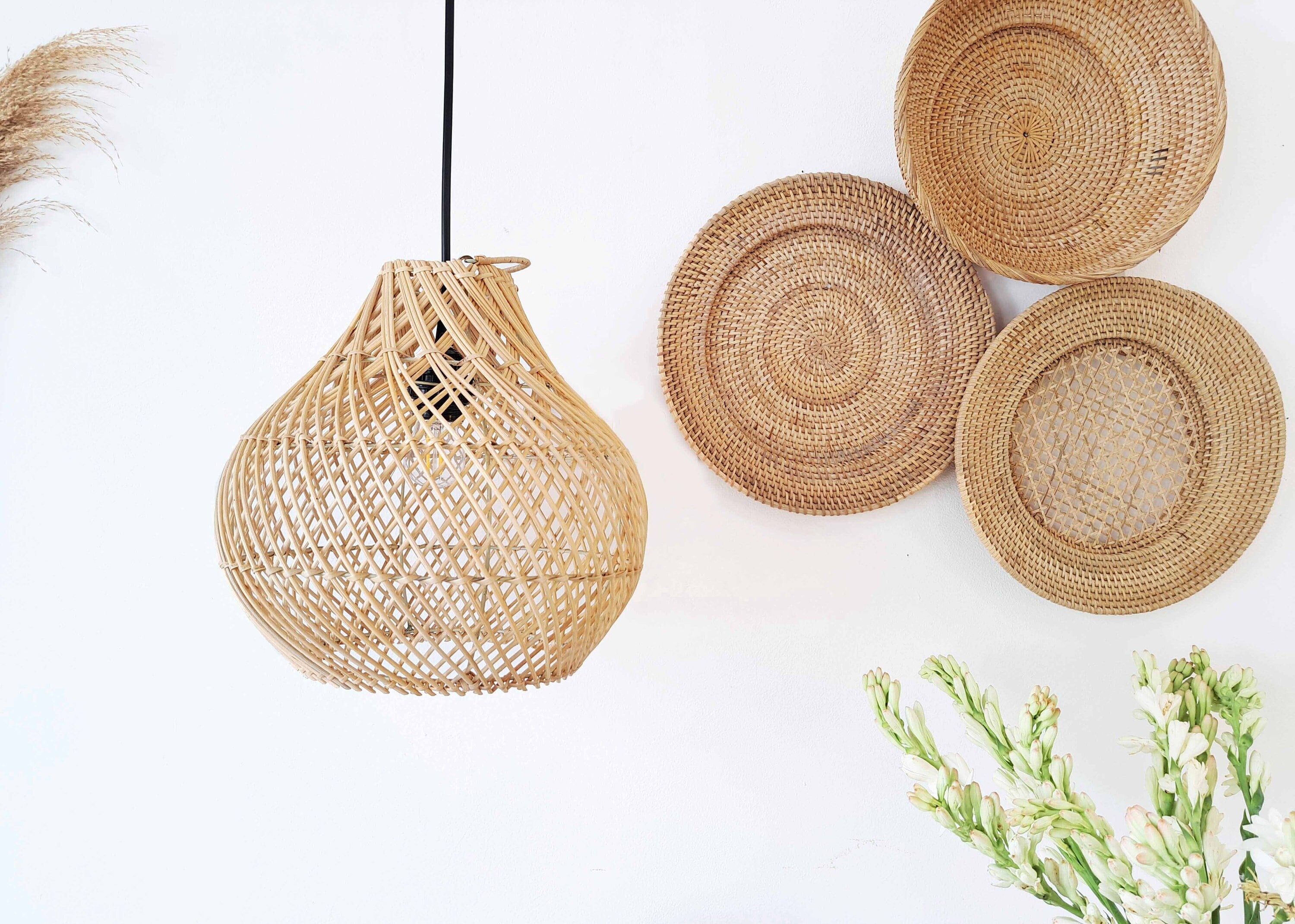 Natural Rattan Pendant Light, Boho Lamp, Bohemian Lampshade, Patio ...