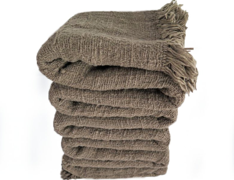 Handloomed Light Brown Textured Raw Cotton Fringe Throw - Etsy