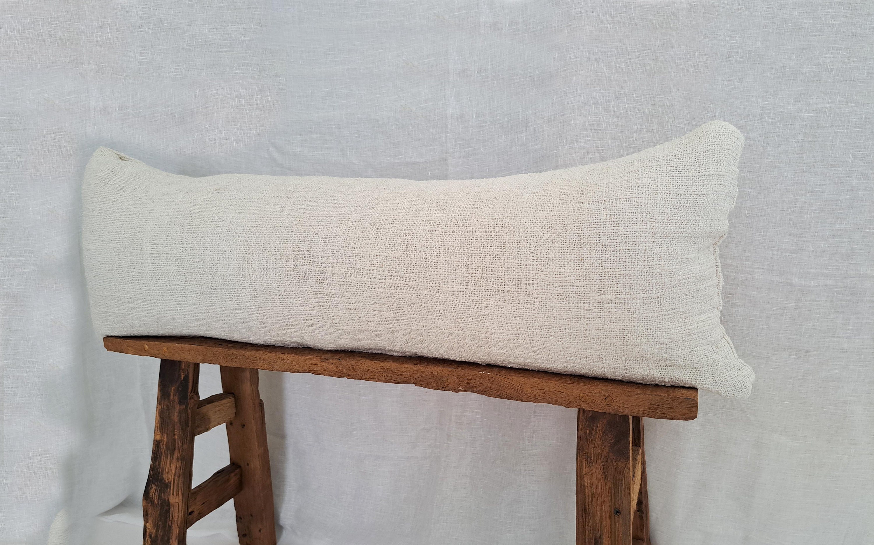 Long Decorative Pillow for Bed, Handwoven Extra Long Lumbar Pillow ...