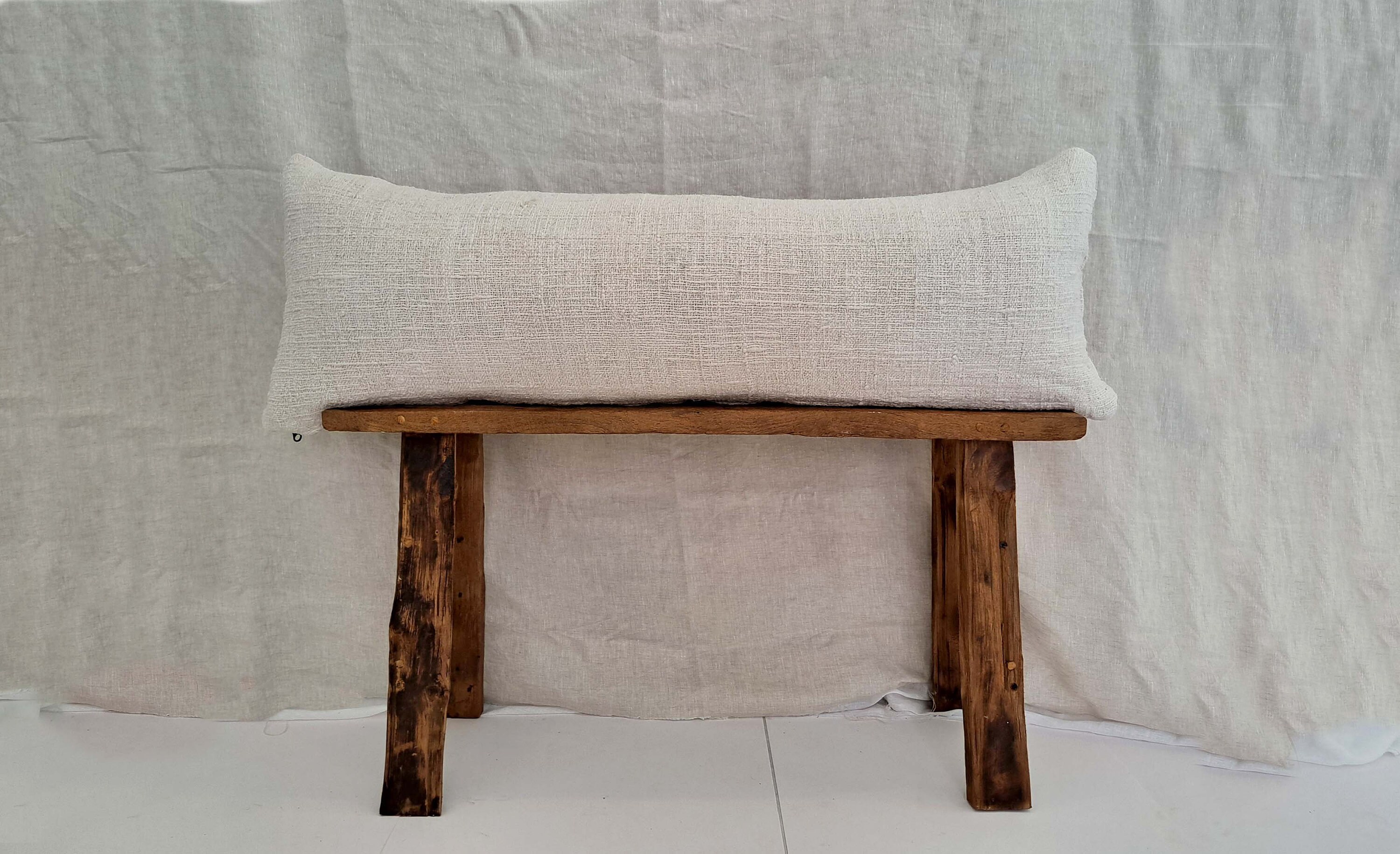Handwoven Extra Long Lumbar Pillow, Raw Cotton Textured Weave - Etsy