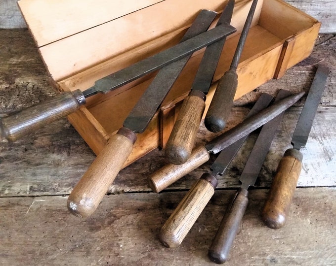 Set of EIGHT Antique/vintage Tools. Engineering Files. Industrial Tools ...