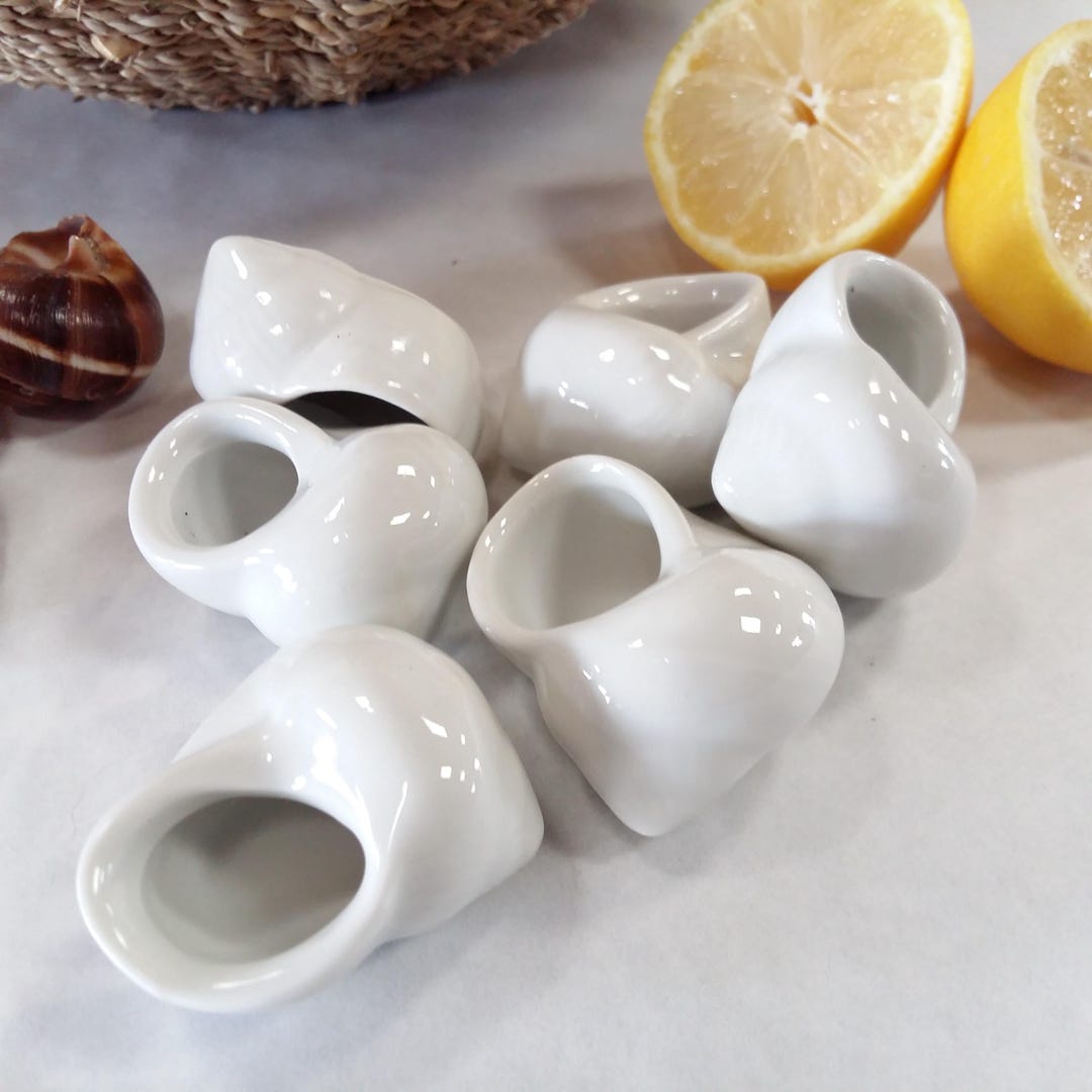 6 French Snail Pots, Ceramic Snail Cups, Individual Pinch Pots, Snail ...