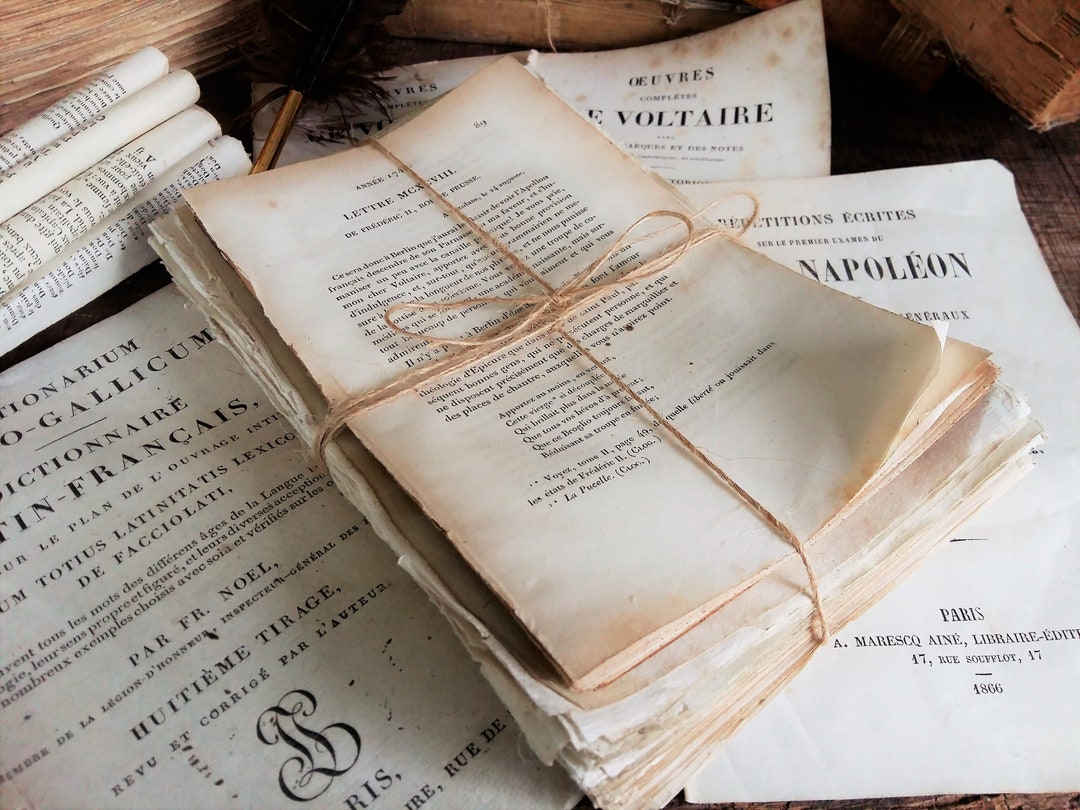 150 Antique French Book Pages, Dating From 1813, 1825 & 1866. Old Book ...