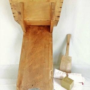 Antique Wooden Washboard and Laundry Paddle. Complete With Kneeling Box ...