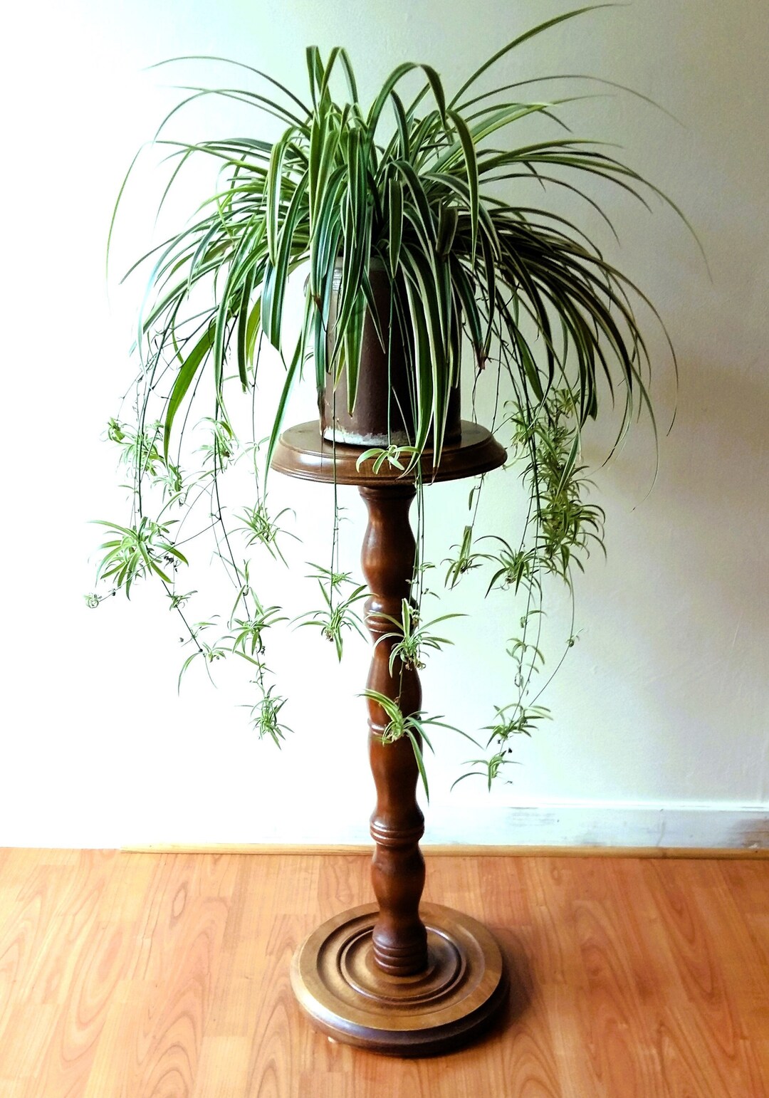 Tall Wooden Pedestal Plant Stand. Entryway Plant Pot Stand. Hallway ...