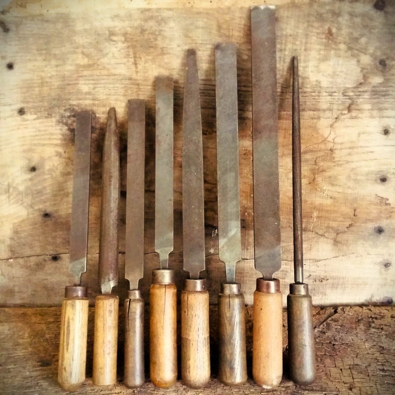 Set of EIGHT Antique/vintage Tools. Engineering Files. Industrial Tools ...
