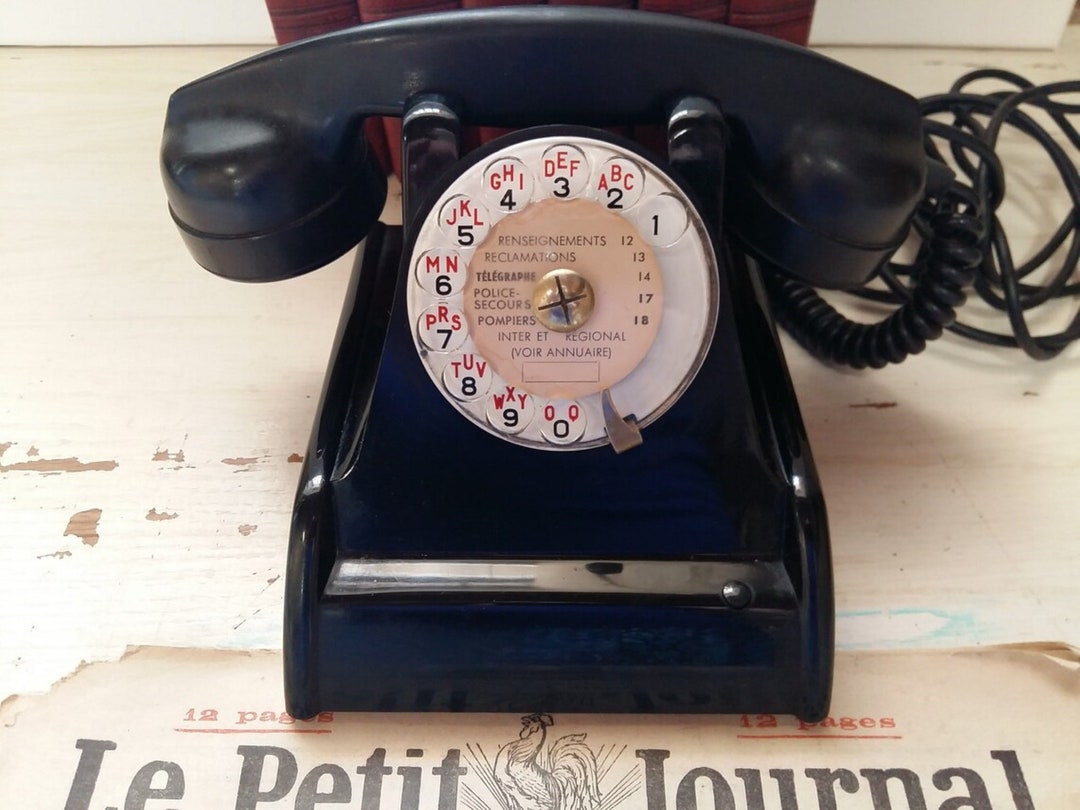 1960s Rotary Telephone. Black Bakelite Dial Phone. Old Black Telephone ...