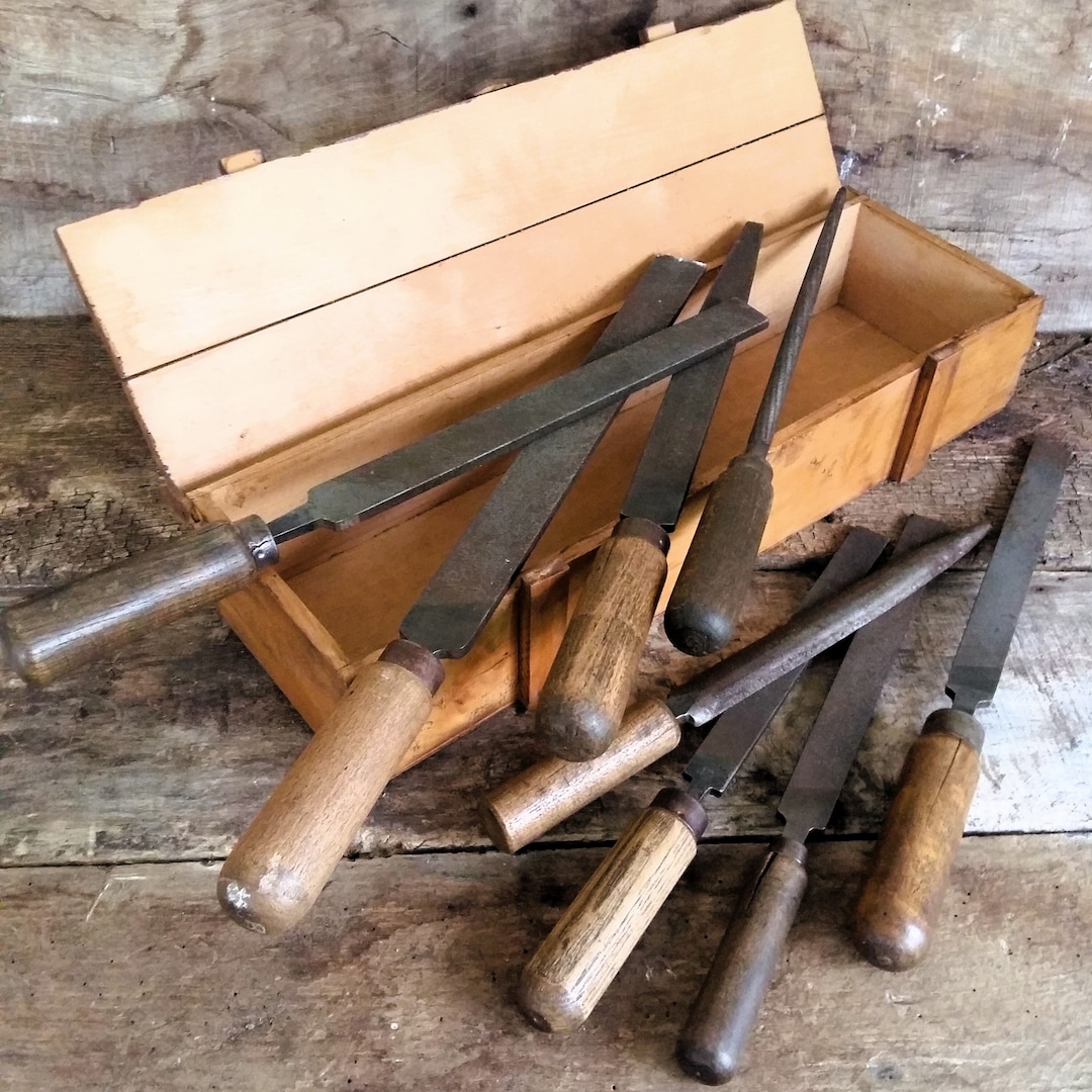 Set of EIGHT Antique/vintage Tools. Engineering Files. Industrial Tools ...