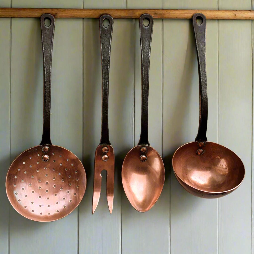 Copper Kitchen Utensils. Set of Four Exceptional, Professional Quality ...