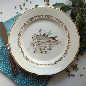 Set of Six 1950s Fish Plates. Vintage French Fish Plate Set. Fish ...