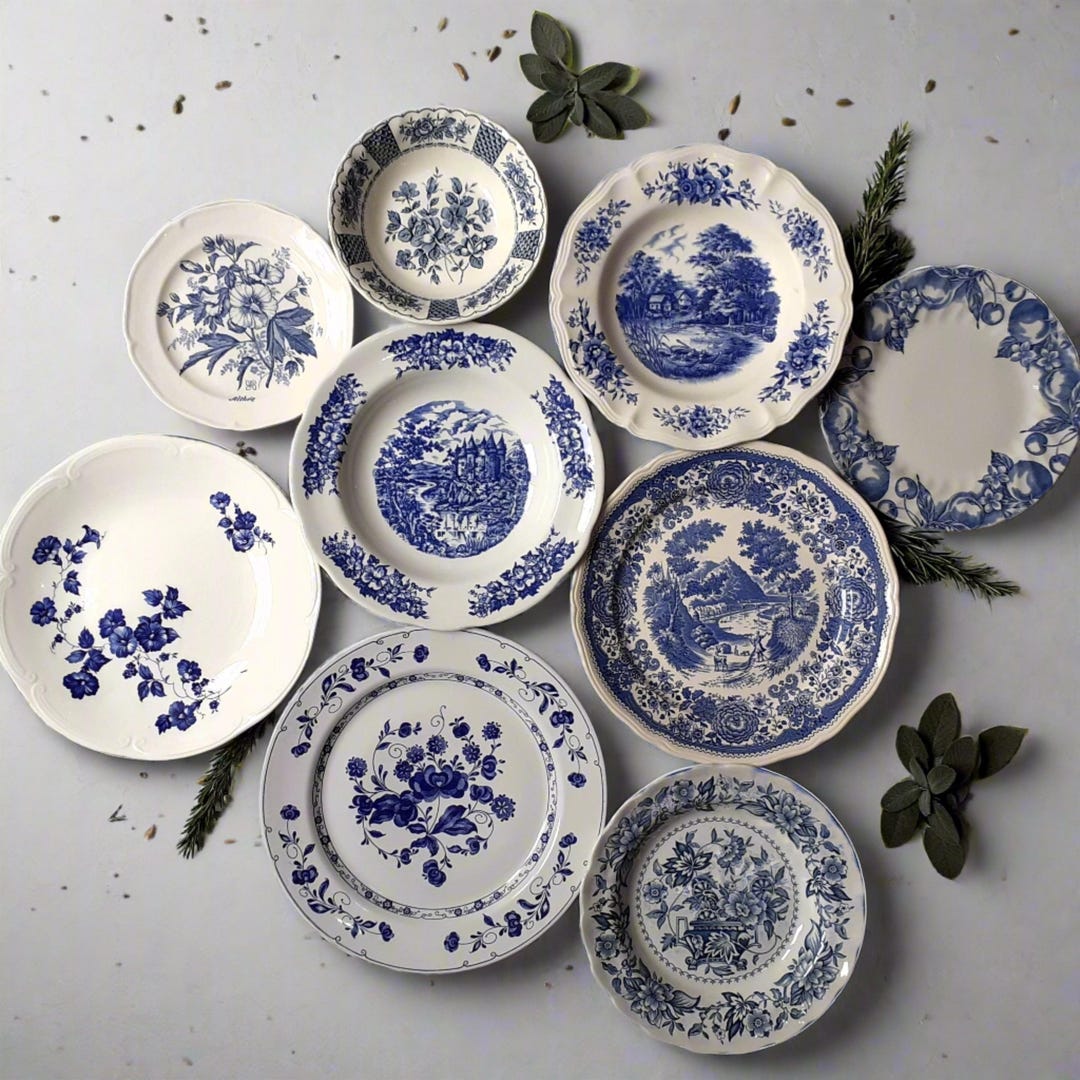 NINE Mix and Match Blue and White China Plates/dishes. Blue & White ...