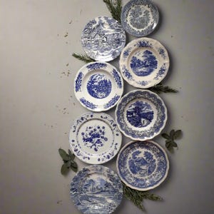 EIGHT Mix and Match Blue and White China Plates/dishes. Blue & White ...
