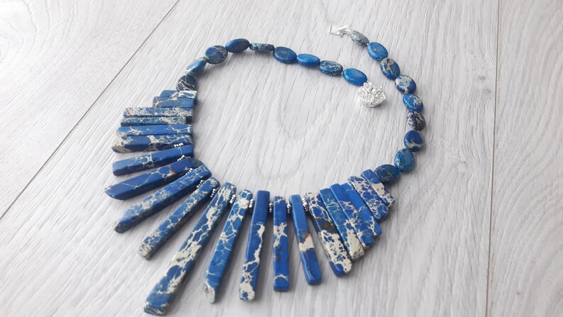 Variscite Large Blue Necklace Big Bold Necklace Stone Choker Gemstone ...