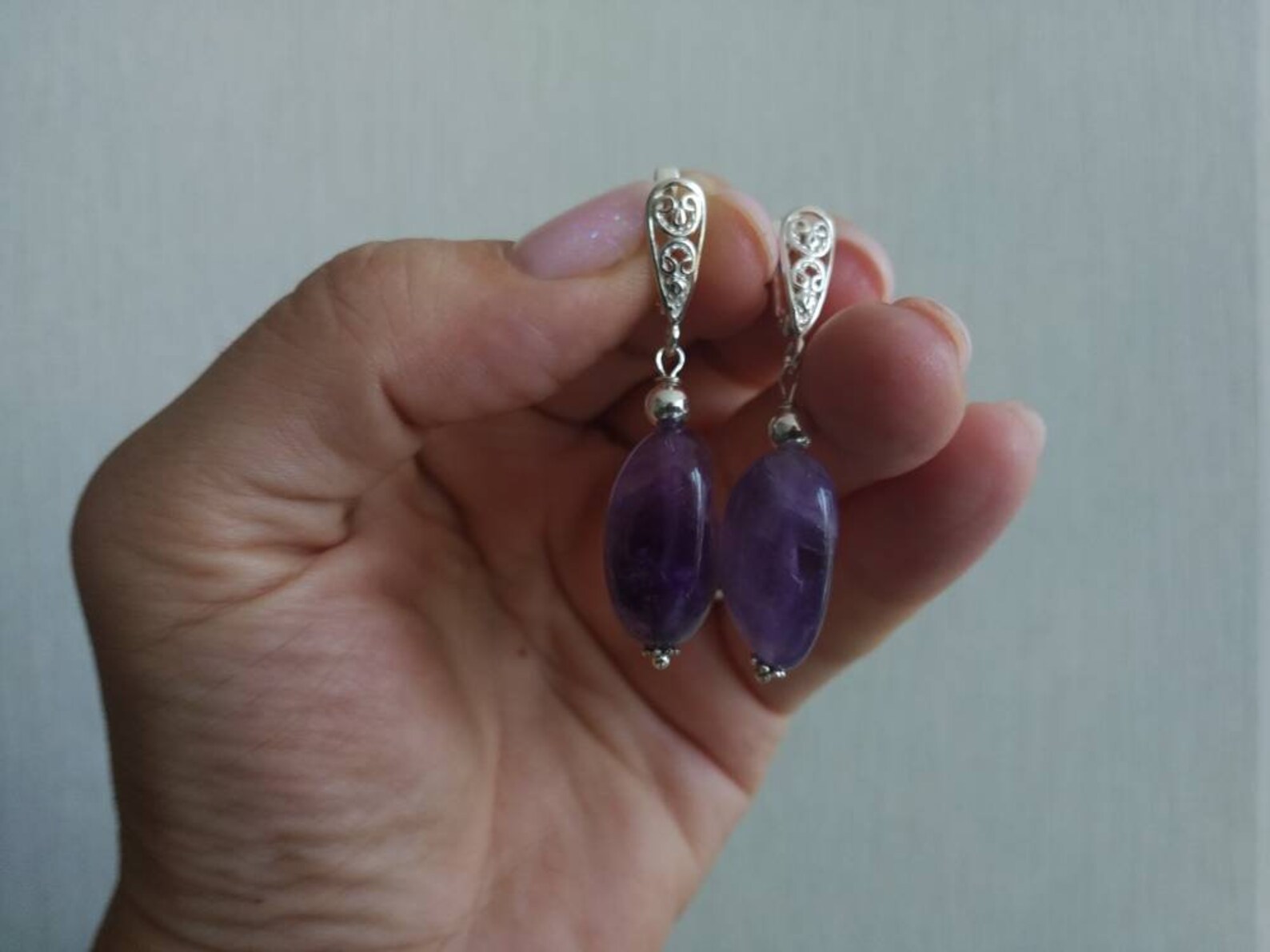 Amethyst Bracelet and Earrings February Stone Oriental - Etsy