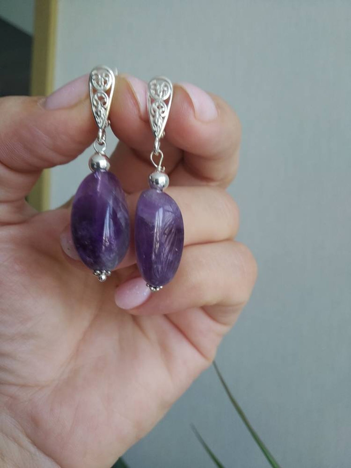 Amethyst Bracelet and Earrings February Stone Oriental - Etsy