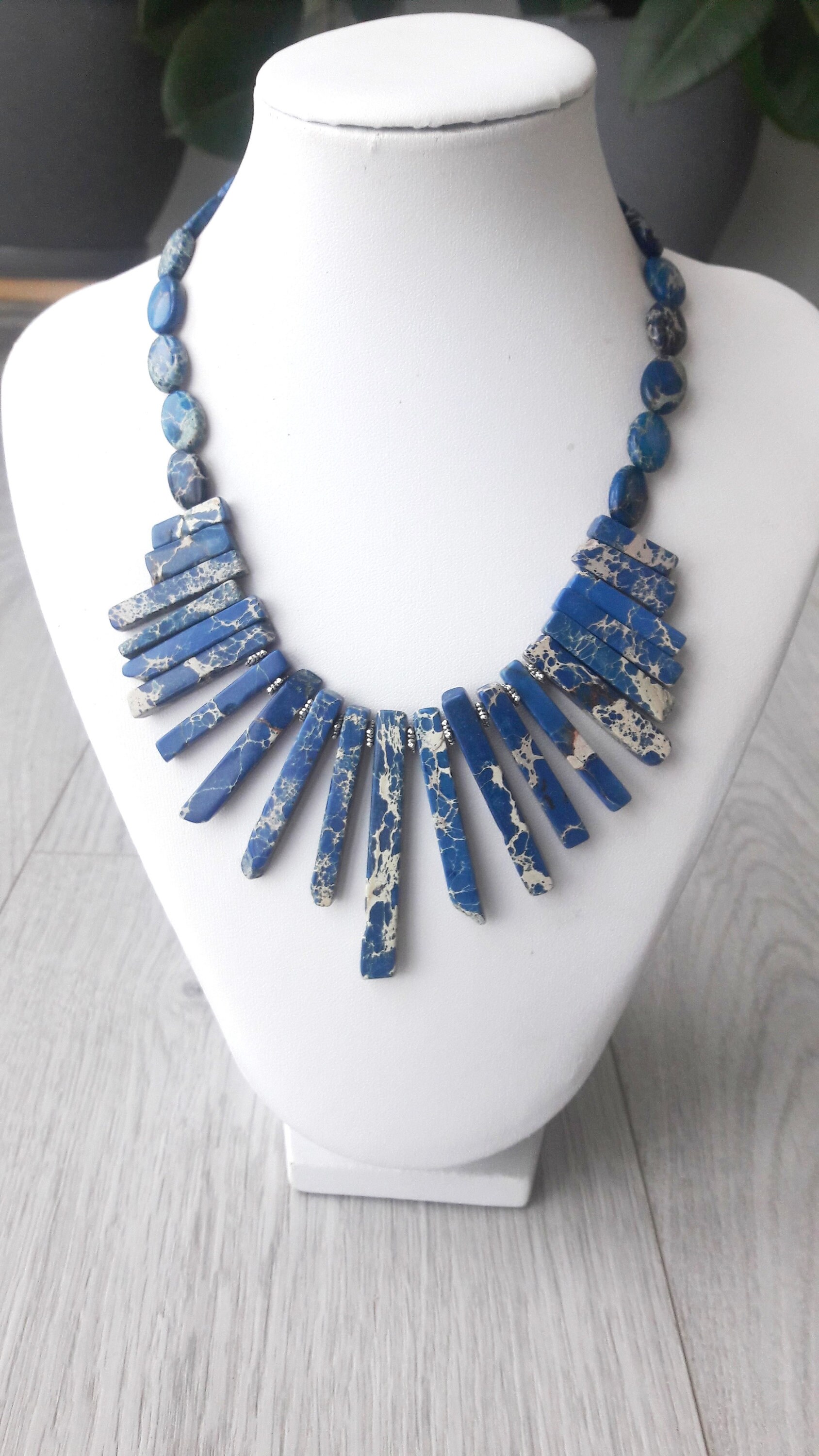 Variscite Large Blue Necklace Big Bold Necklace Stone Choker Gemstone ...