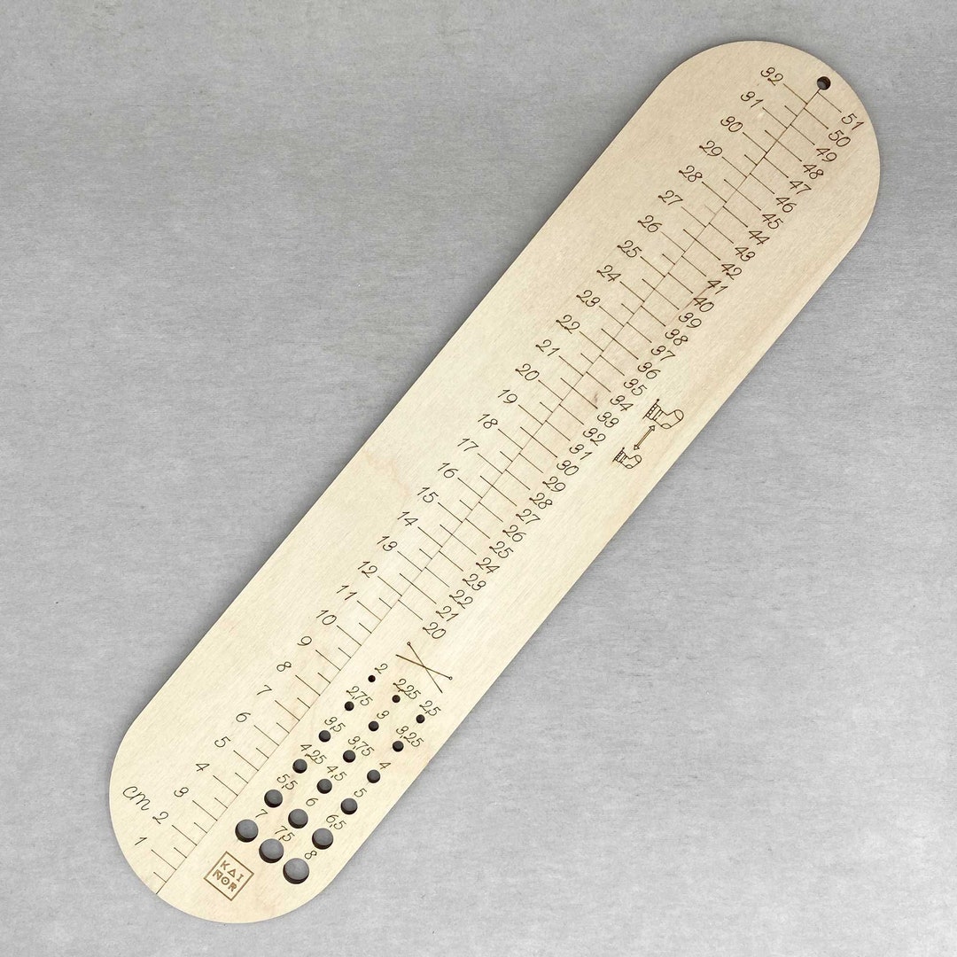 Sock Ruler EU 20-51 Size With Needle Gauge, Personalized, Baltic Birch ...