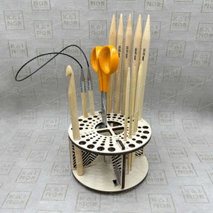 Knitting Needle Organizer Graphic, Cable Needle Holder, Crochet Hook ...