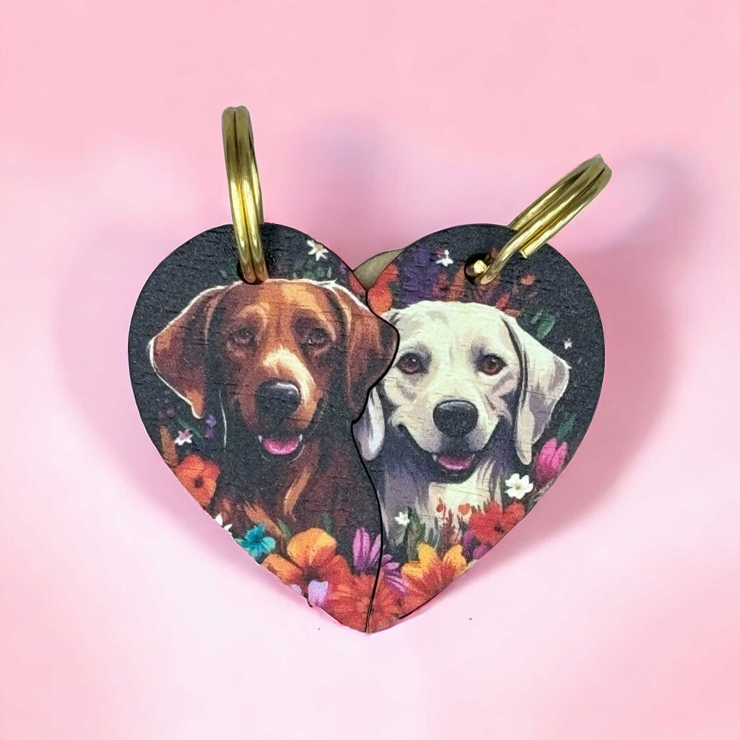 Dog Friendship Keychain, Keyrings for Best Friend, Heart Pieces, Gift ...