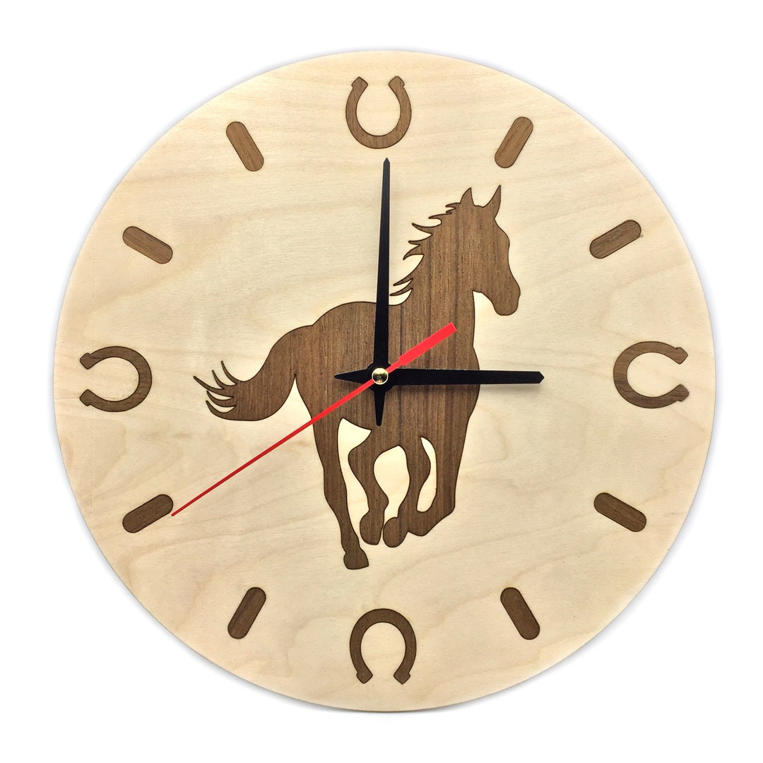 Horse - Themed Quartz Wall Clock, Eco Friendly Baltic Birch Plywood - Etsy