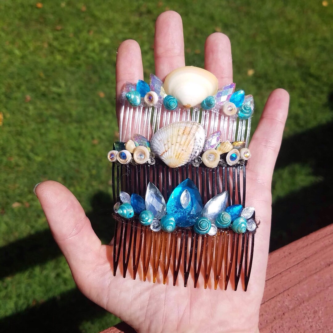 Mermaid Hair Combs, Seashell and Sparkle Hair Combs, Beach Combs - Etsy