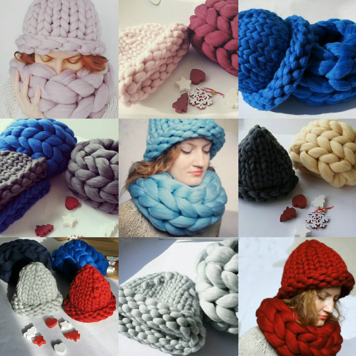 Knit Wool Hat Gray Hat Chunky Hat Chunky Knit Hat Merino Wool Hat ...