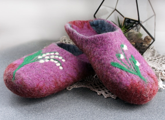 Felted wool slippers handmade slippers home slippers eco | Etsy