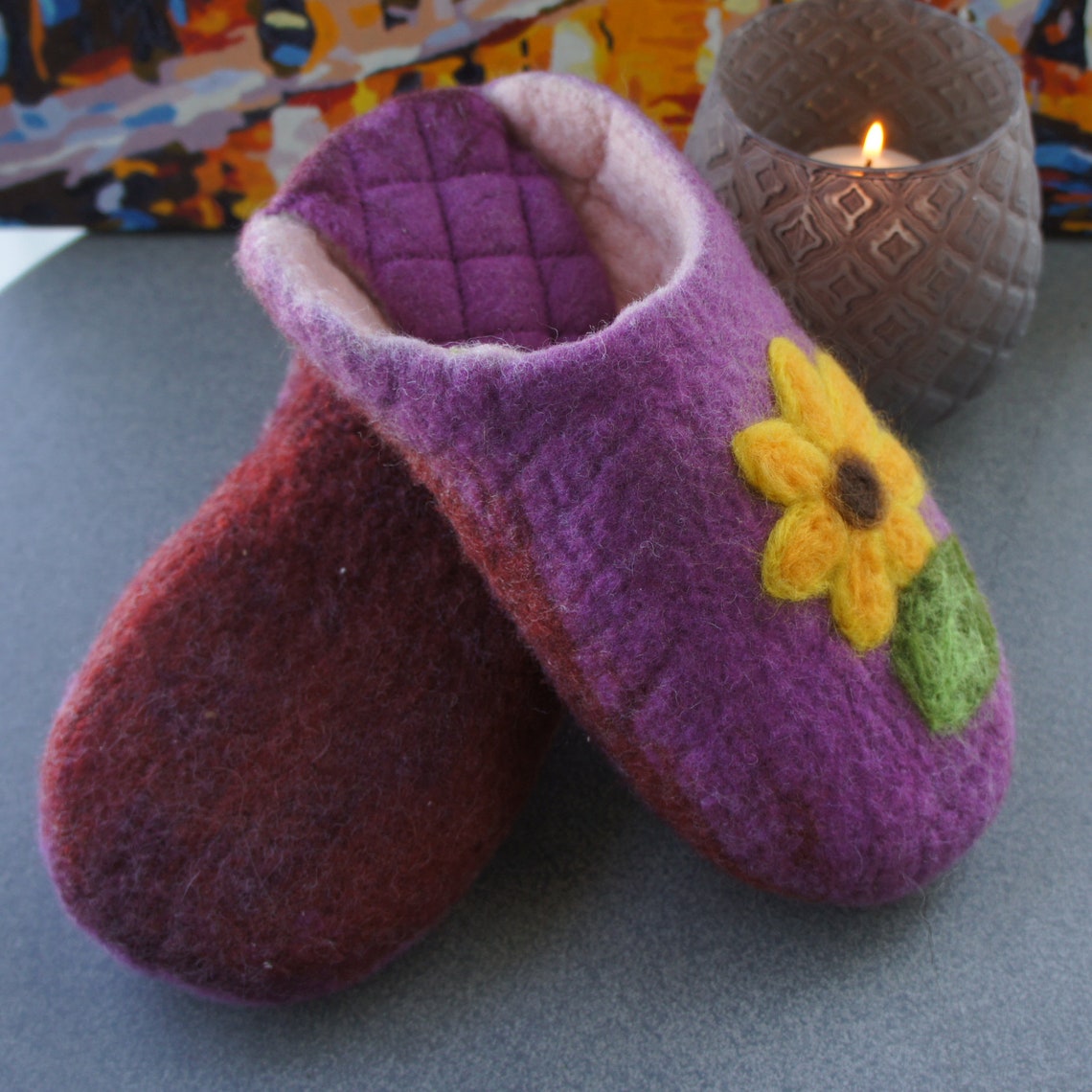 Felted Wool Slippers –felt Slippers–handmade Slippers-house Slippers ...