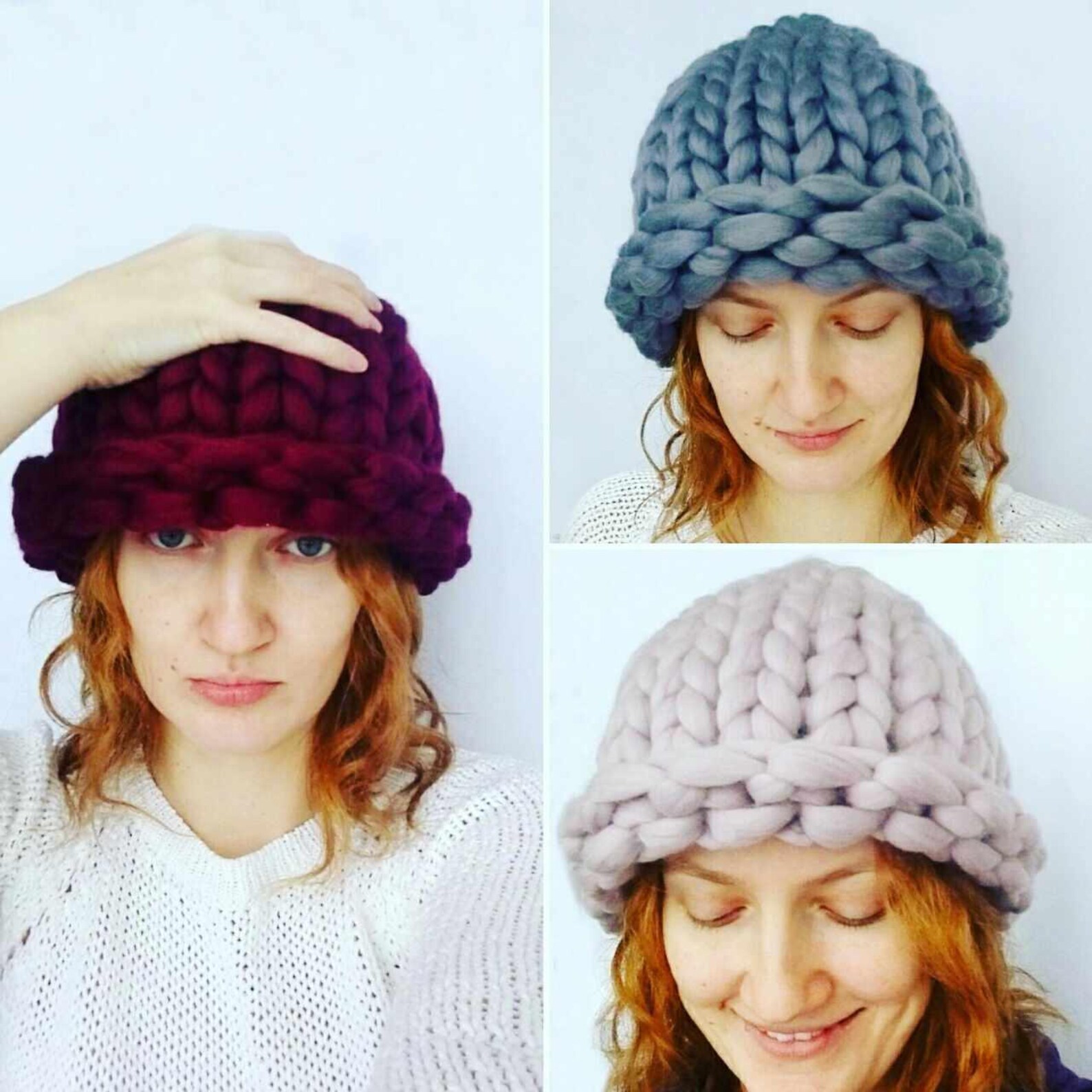 Knit Wool Hat Gray Hat Chunky Hat Chunky Knit Hat Merino Wool Hat ...