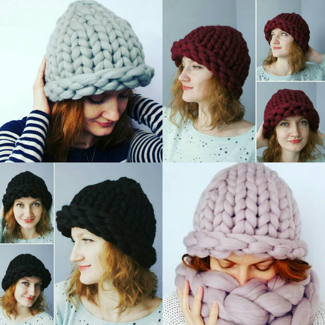 Knit Wool Hat Gray Hat Chunky Hat Chunky Knit Hat Merino Wool Hat ...