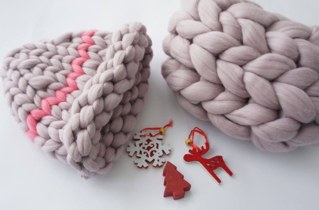 Merino Wool Set Hat and Scarf - Knit Wool Hat - Superchunky Hat ...