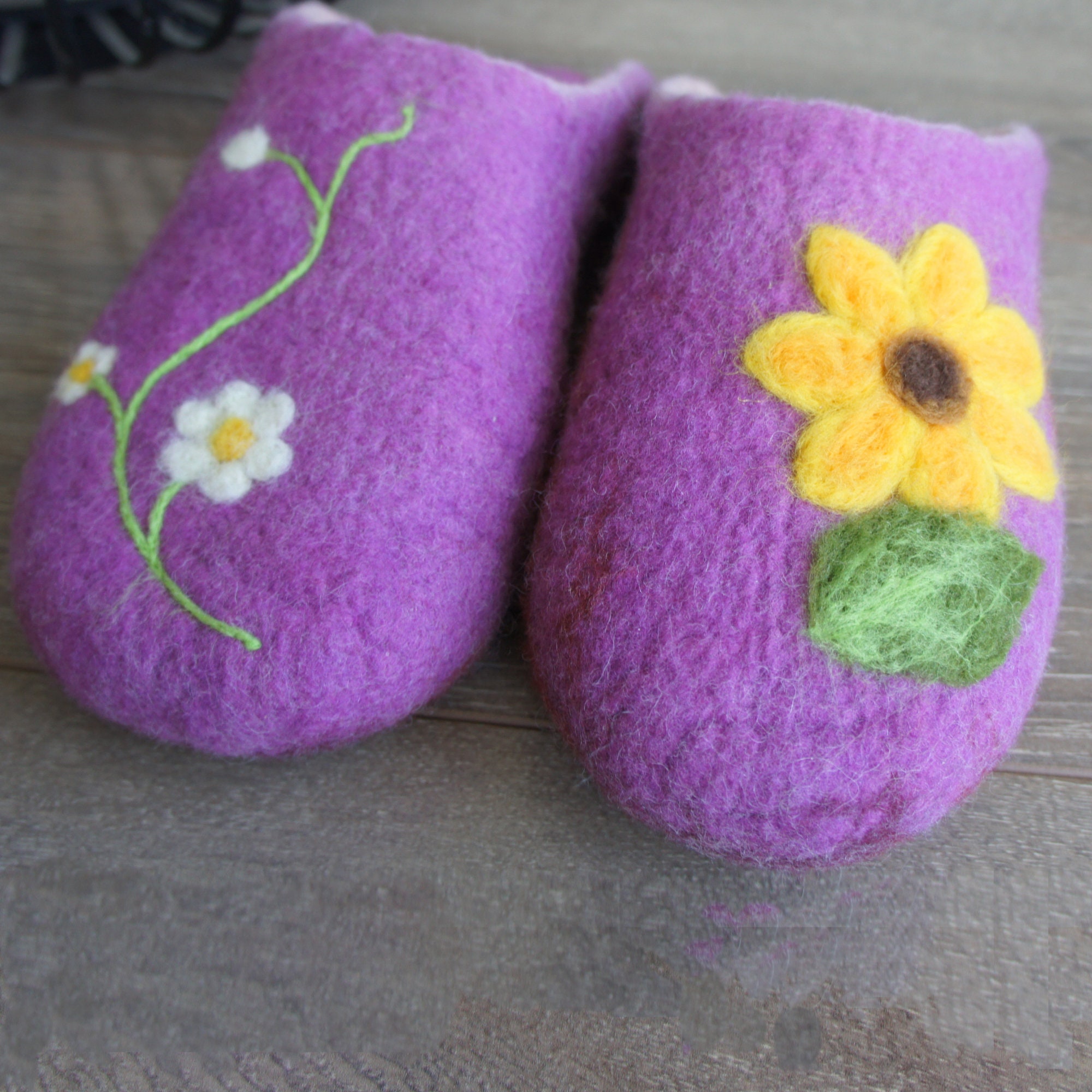 Felted Wool Slippers –felt Slippers–handmade Slippers-house Slippers ...