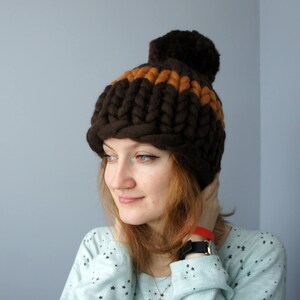 Clothing Gift Merino Wool Hat Knit Wool Hat Superchunky Hat Big Yarn ...