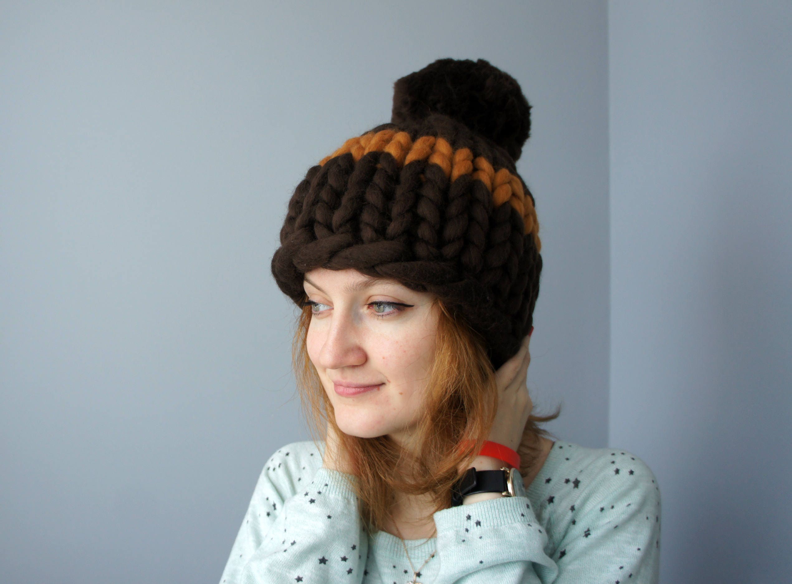 Clothing gift Merino Wool Hat Knit Wool Hat SuperChunky | Etsy