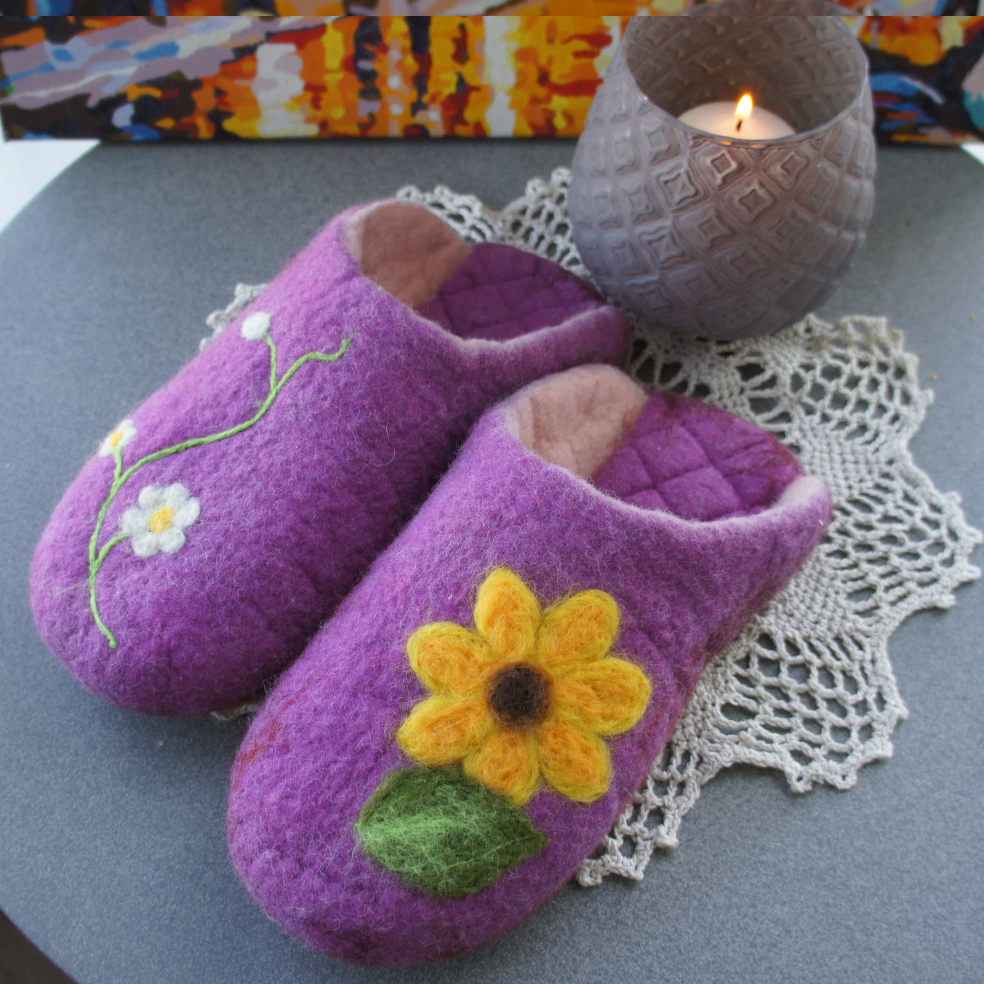 Felted Wool Slippers –felt Slippers–handmade Slippers-house Slippers ...