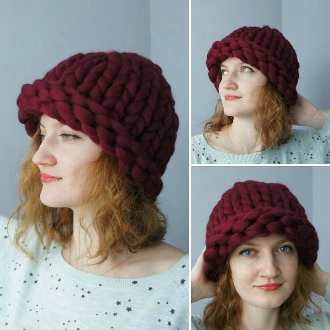 Chunky Helsinki Hat - Knit Wool Hat - Superchunky Hat - Big Yarn ...