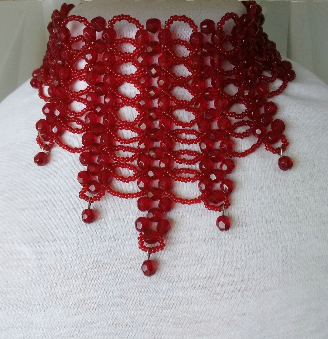 Collarino Collana donna in Stile Vittoriano colore rosso Girocollo ...