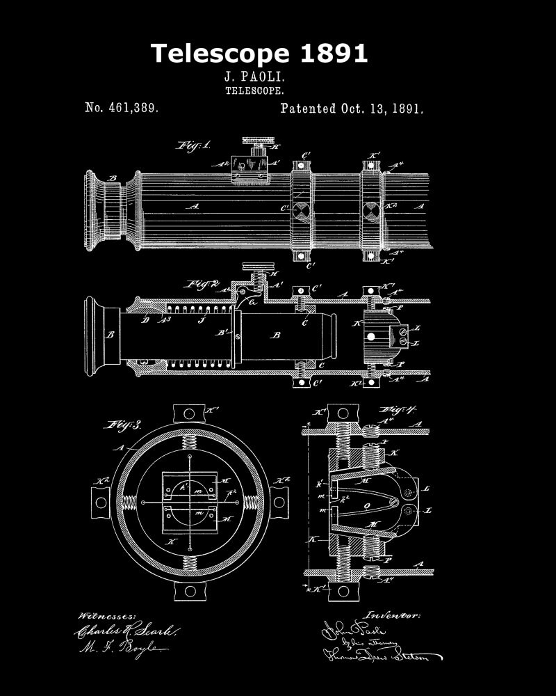 1891 Telescope Patent Print,antique Telescope,telescope Print,telescope ...