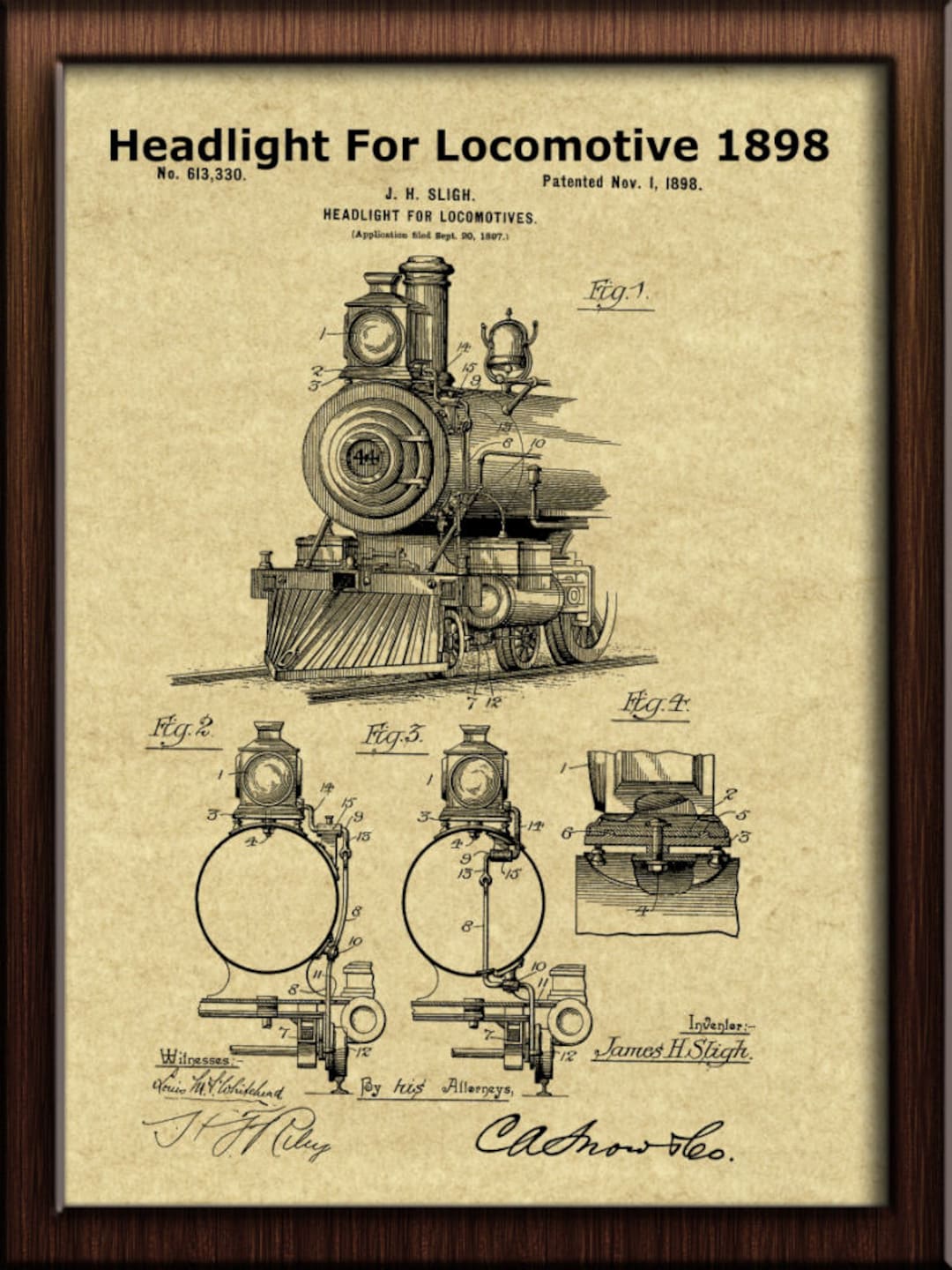 1898 Headlight for Locomotive Steam Engine,steam Engine Print,steam ...