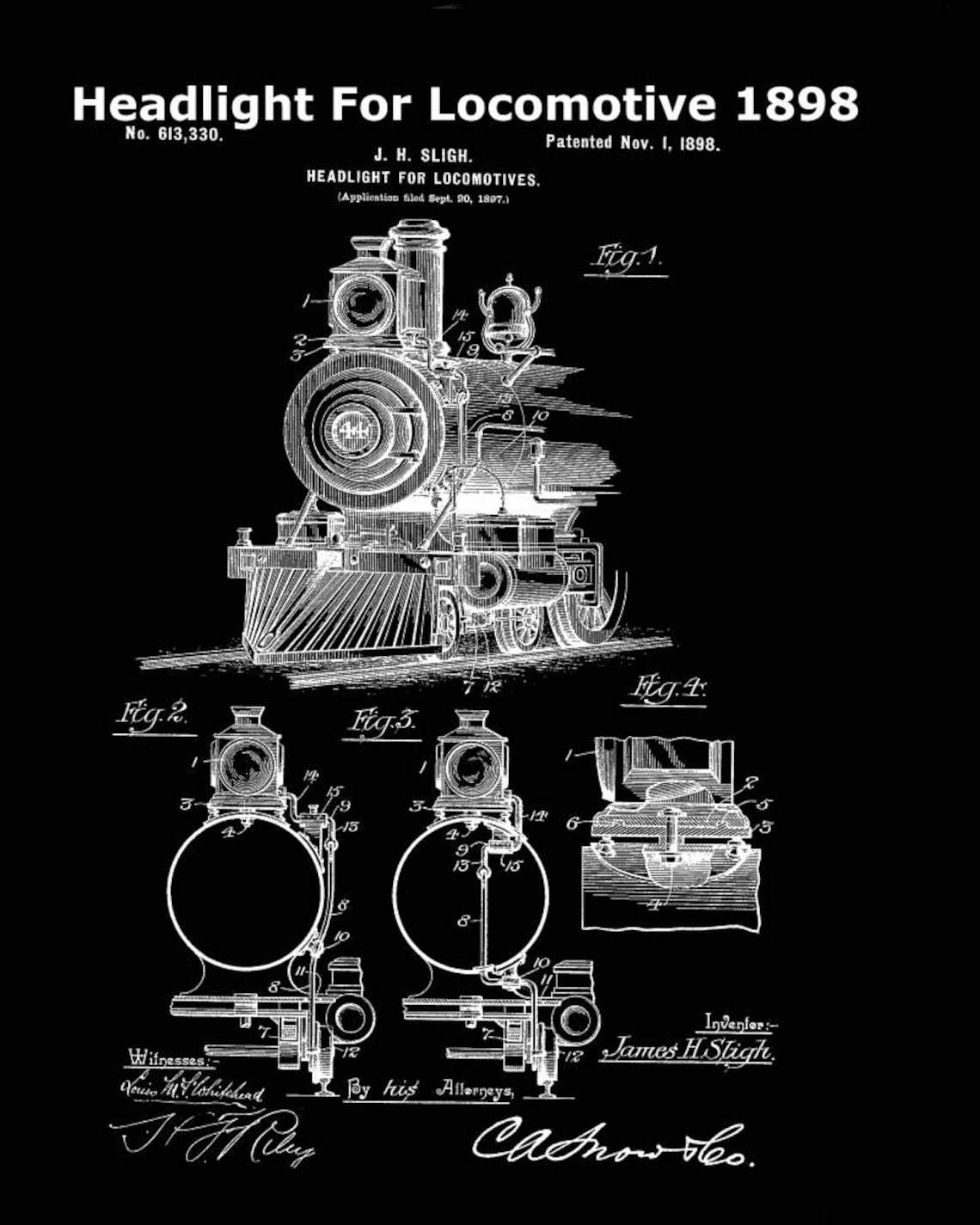 1898 Headlight for Locomotive Steam Engine,steam Engine Print,steam ...