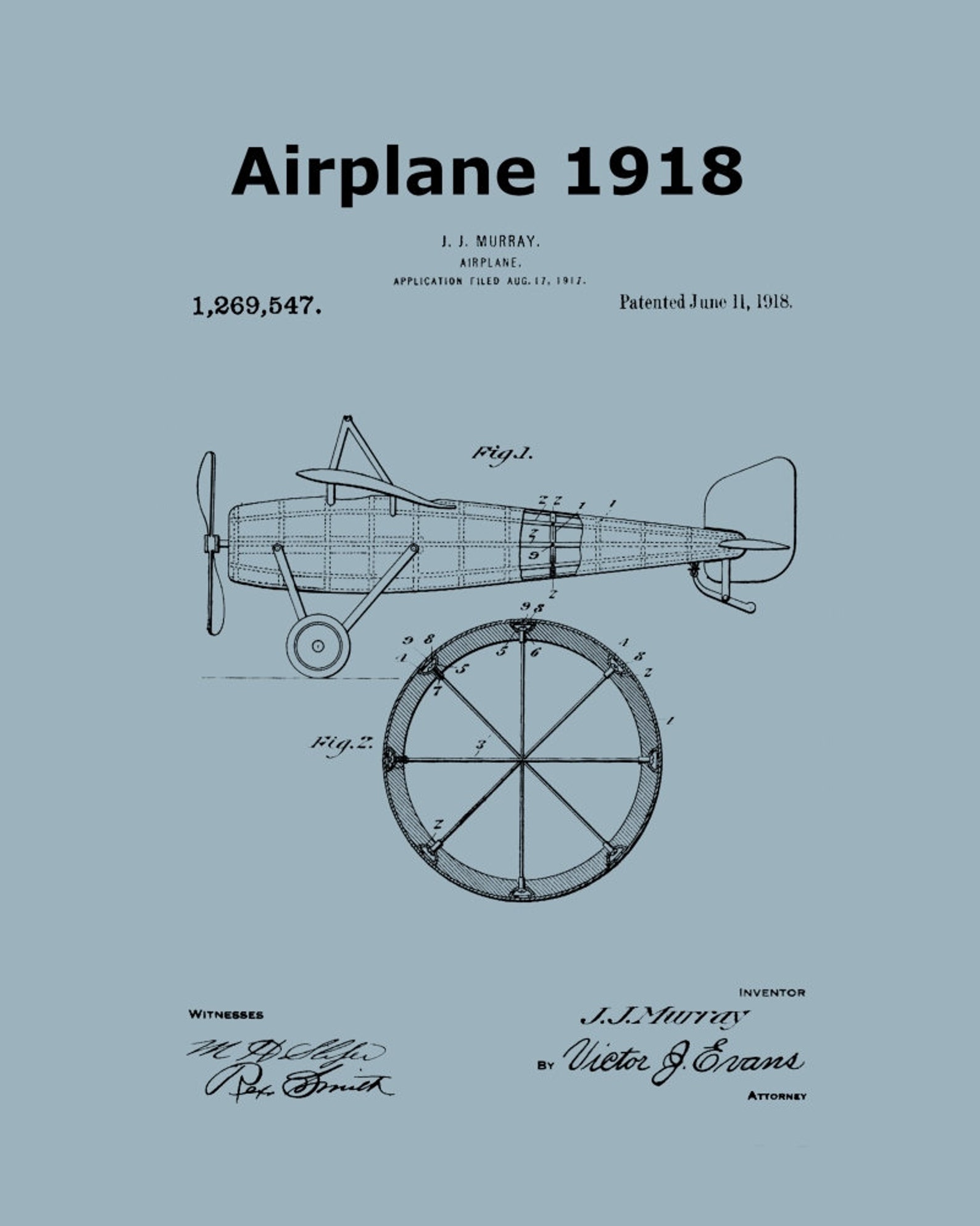 Vintage 1918 Airplane Patent Print,aviation Gift,plane Patent Print ...