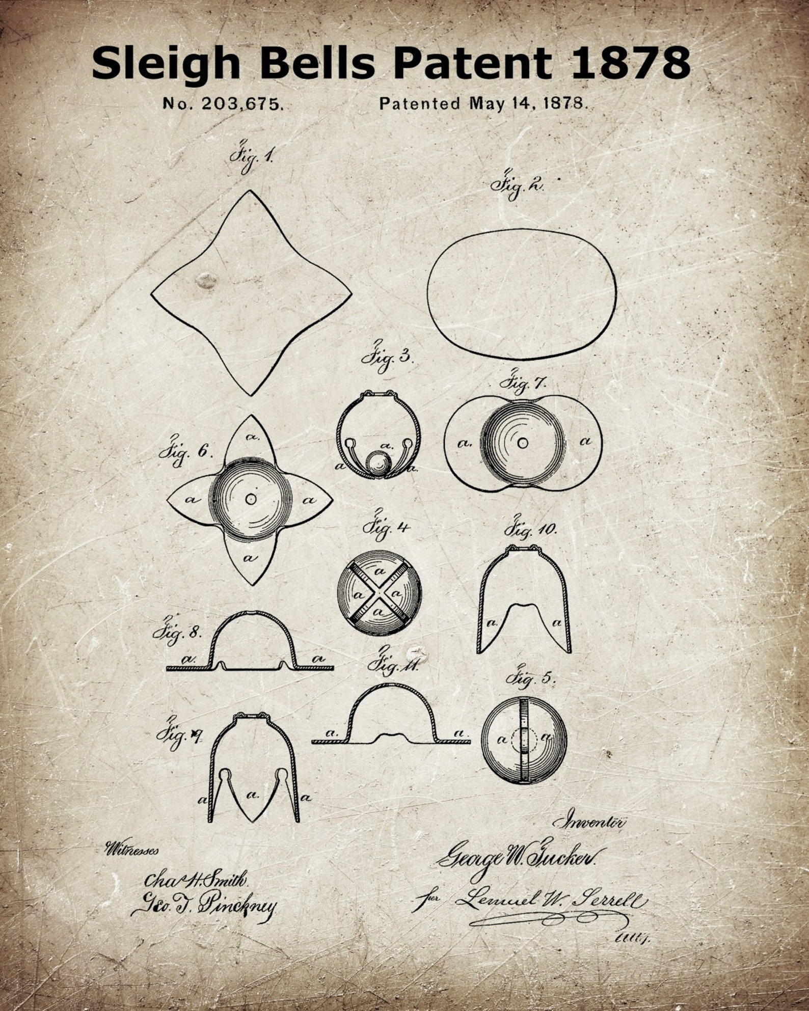 Sleigh Bells Patent Print, Christmas Decor (digital Download) - Etsy