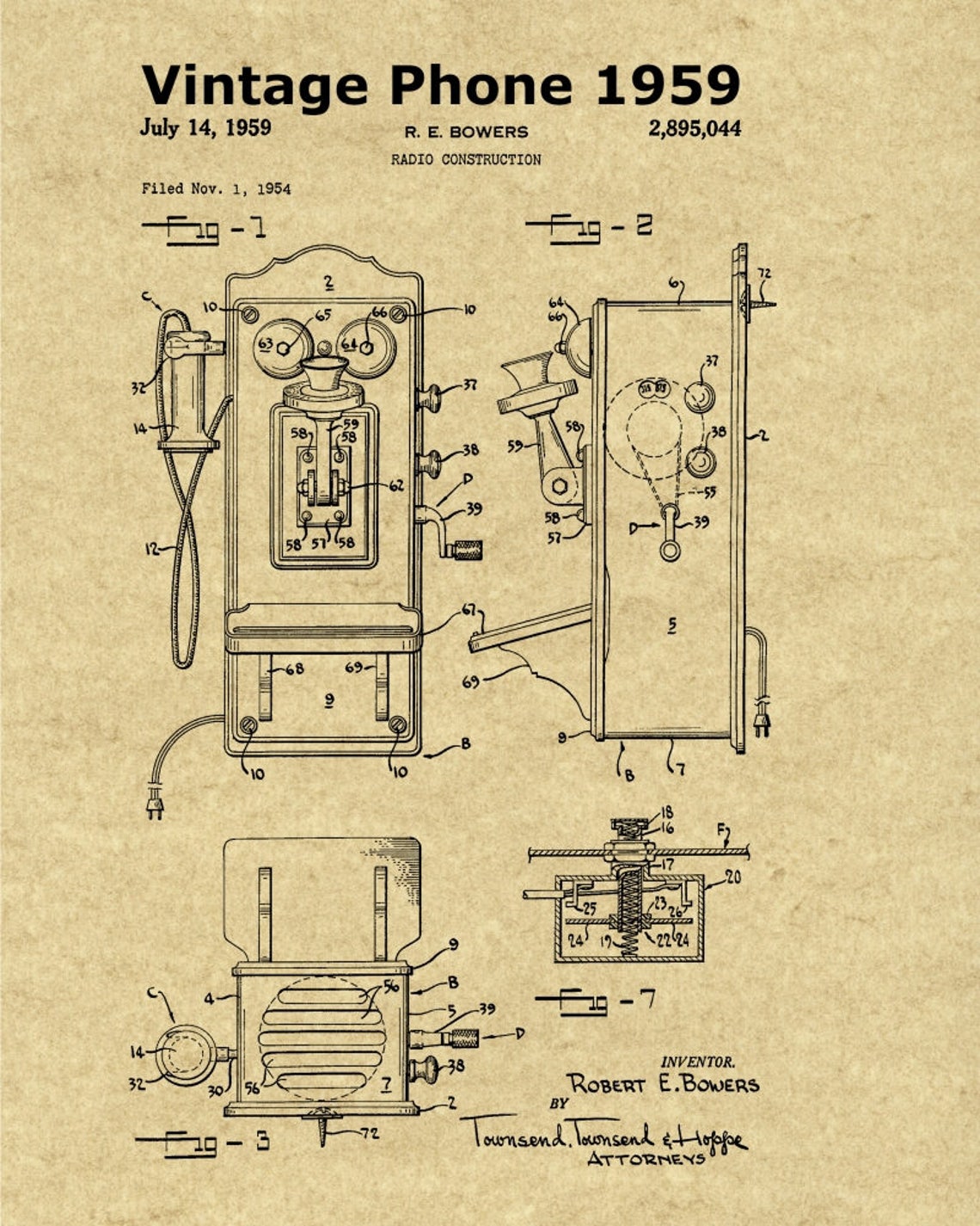 Vintage 1959 Telephone Patent Printtelephone Arttelephone - Etsy Sweden