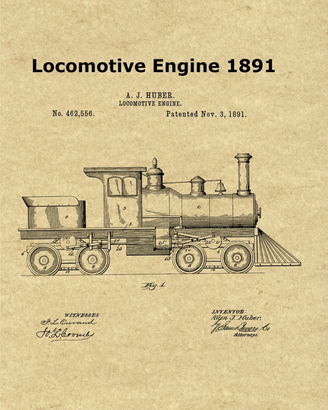 1891 Locomotive Steam Engine,steam Engine Print,steam Train,train ...