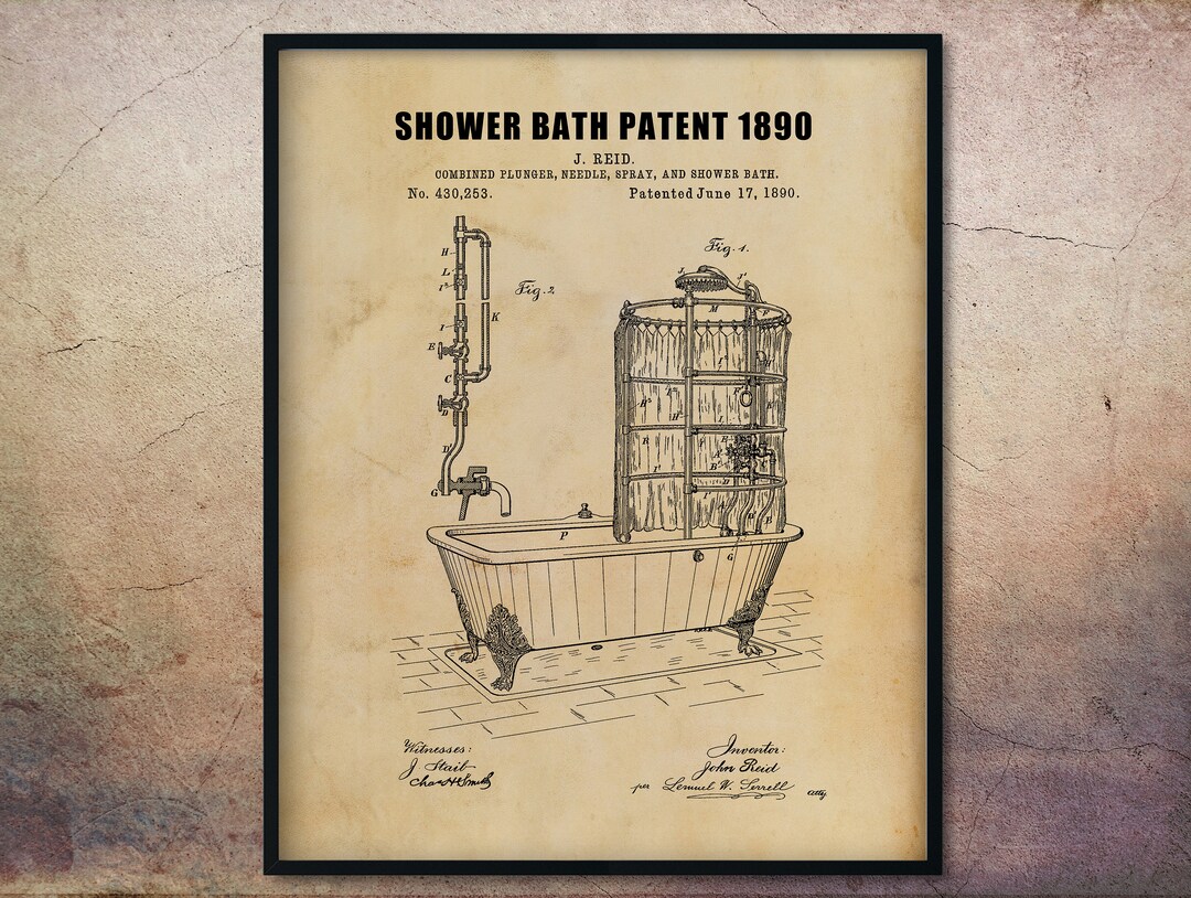 Vintage 1890 Shower Bath Patent,bathroom Printable,bathroom Art Print ...