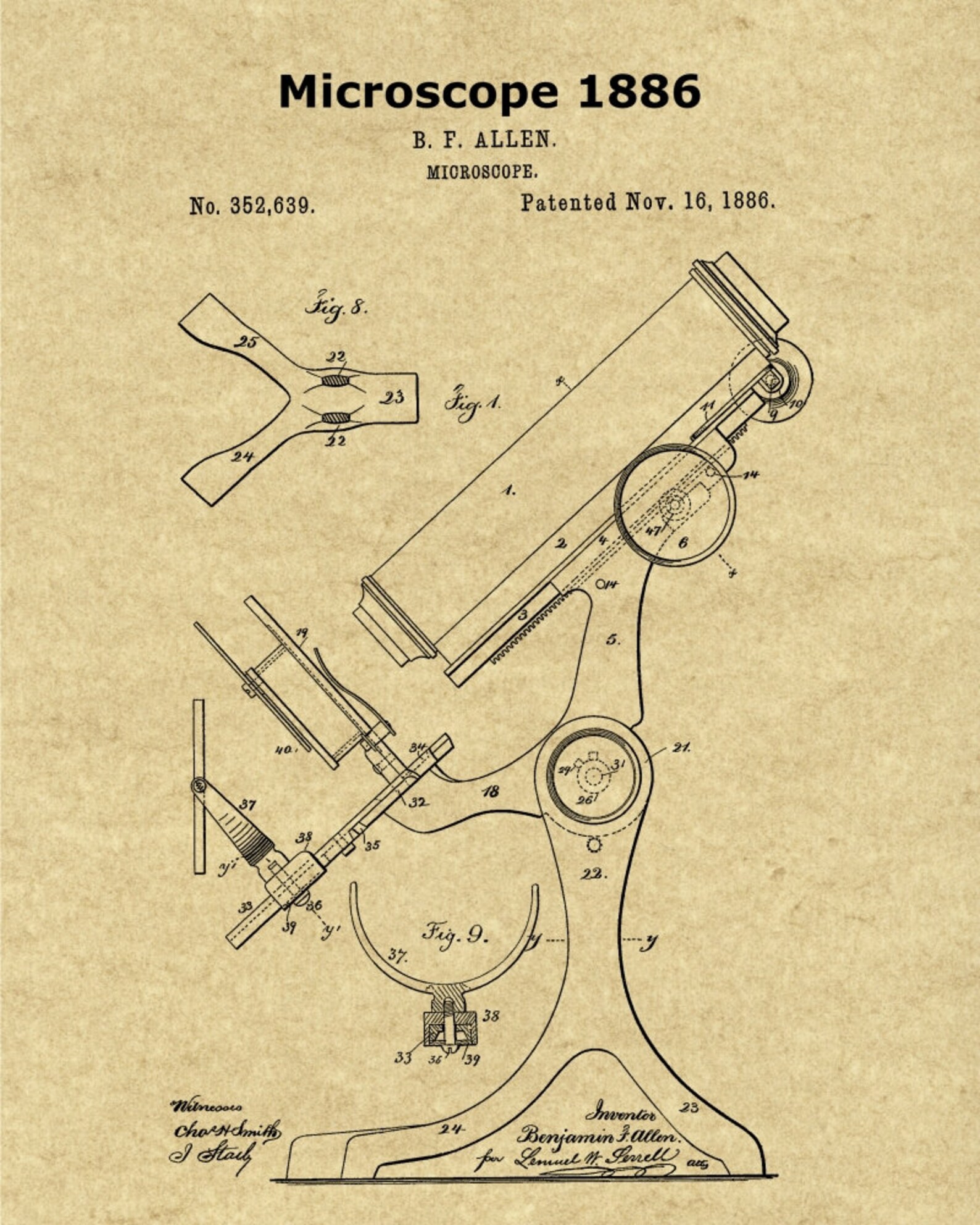 Vintage 1886 Microscope Patent Printmicroscope - Etsy