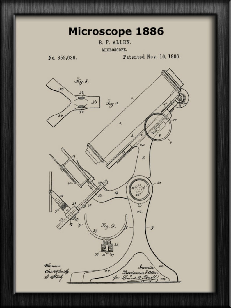 Vintage 1886 Microscope Patent Print,microscope Print,microscope Gift ...